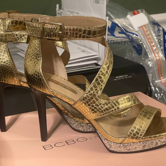 BCBG | Shoes | Bcbg Eddi Gold Heeled Sandalssz 7 | Poshmark